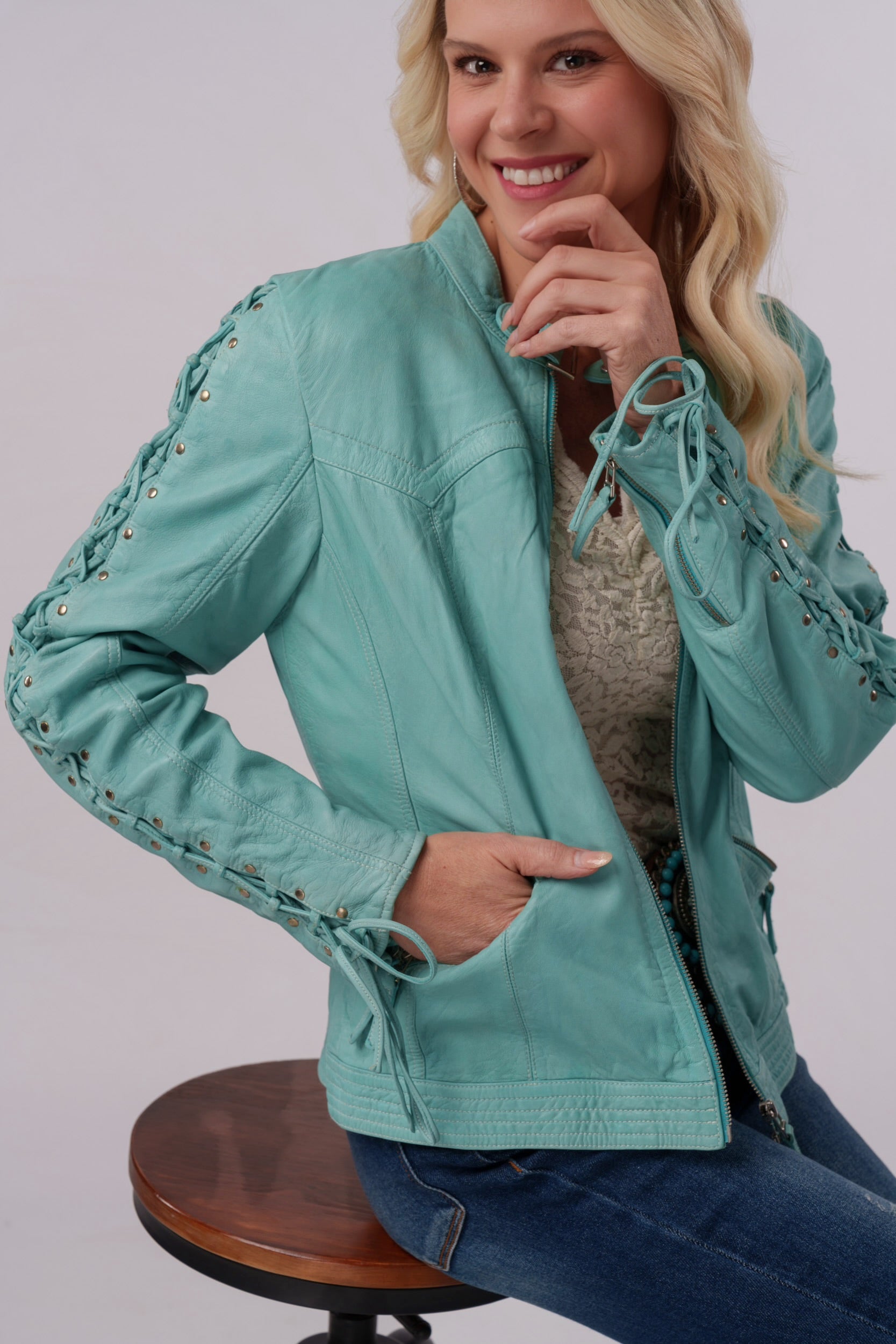 Scully Teal Rush Leather Jacket – Salt and Grace Boutique